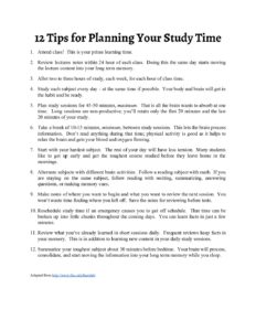 12 Tips For Planning Your Study Time - Career Services