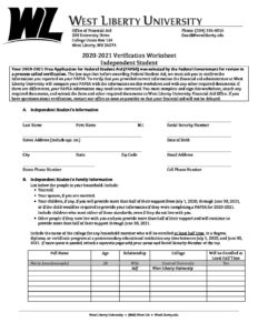 Independent Verification Form - Financial Aid Office